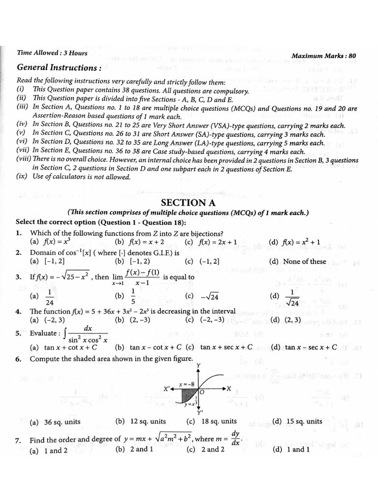 12th Maths PB2 SET A | PDF