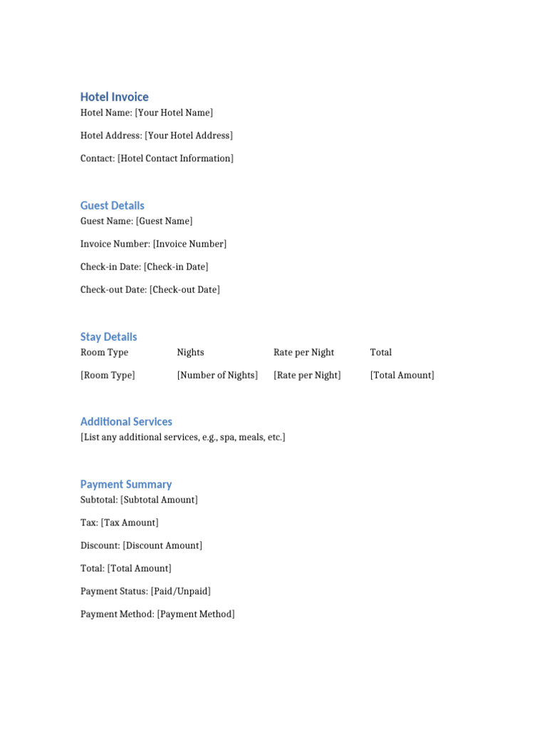Hotel Invoice Template | PDF