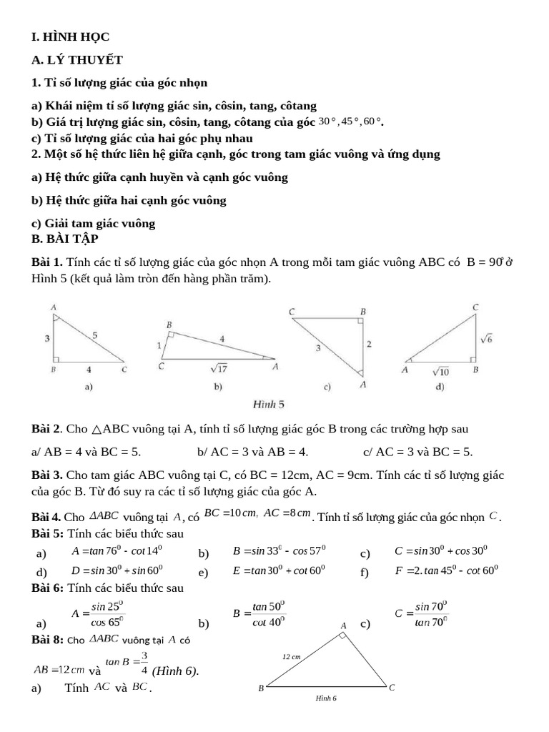 ĐỀ CƯƠNG ÔN TẬP GK1-TOÁN 9 | PDF