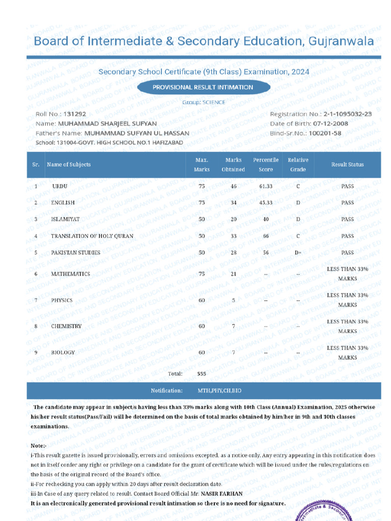Result Card | PDF