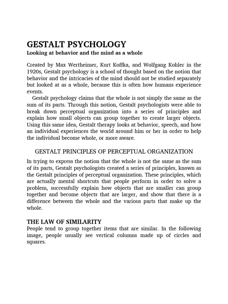 Gestalt Psychology in Nutshell | PDF | Gestalt Therapy | Mental Processes