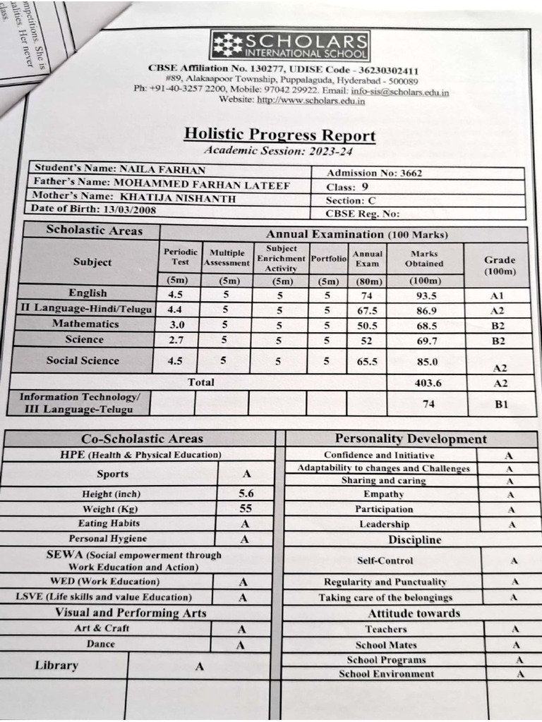 9th report card | PDF