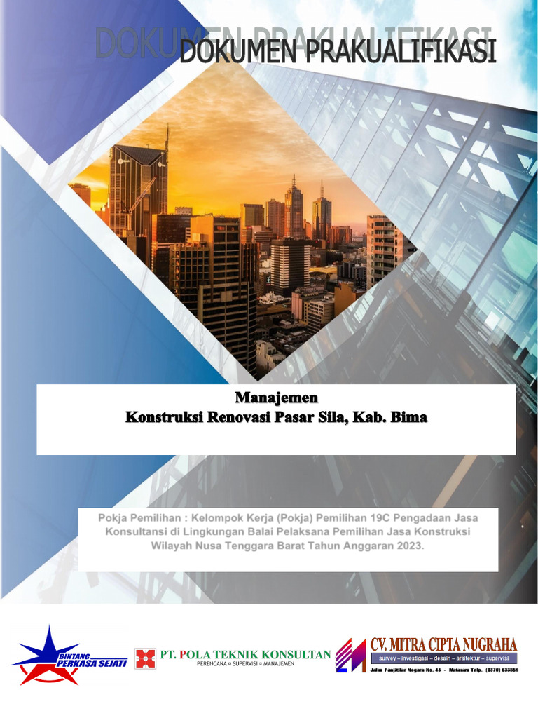 1 Dok PQ MK Renov Pasar Sila Kab Bima - BPS-PTK-MCN, Kso | PDF