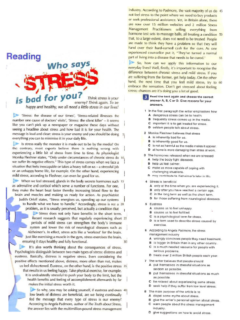 Reading Comprehension Stress | PDF
