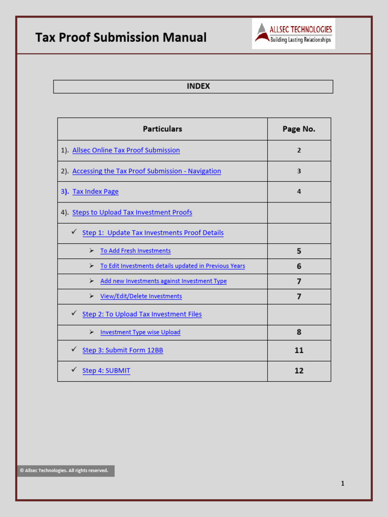 Allsec Tax Proof Submission Guide | PDF | Software | Computing