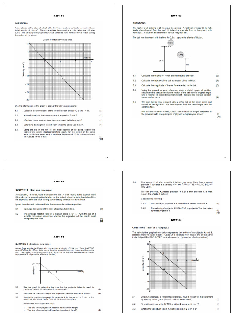 Vertical Projectile Motion in 1D - Questions 02 | PDF