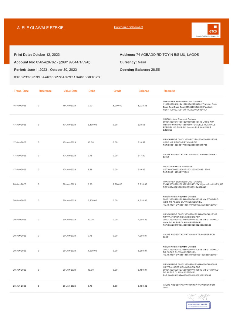 ALELE OLAWALE EZEKIEL - Statement - From - 6 - 1 - 2023 12 - 00 - 00 AM - To - 10 - 30 - 2023 12 ...