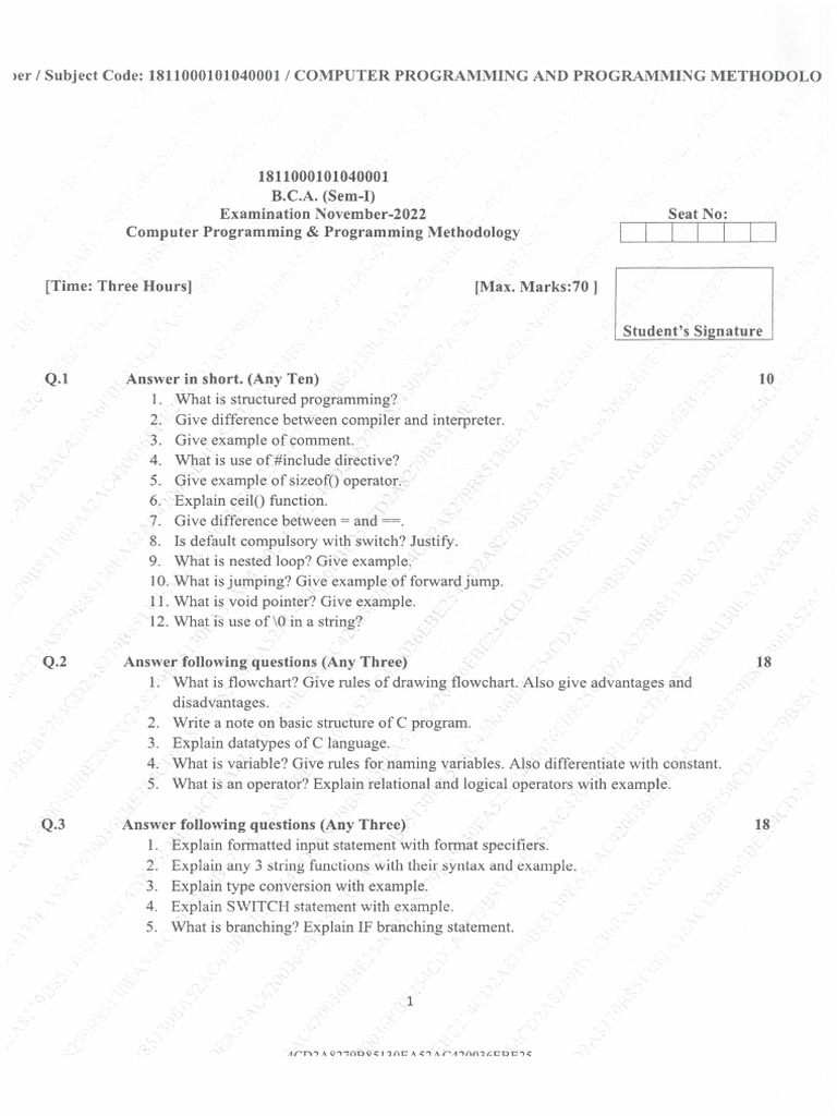 104-Computer Programming & Programming Methodology | PDF