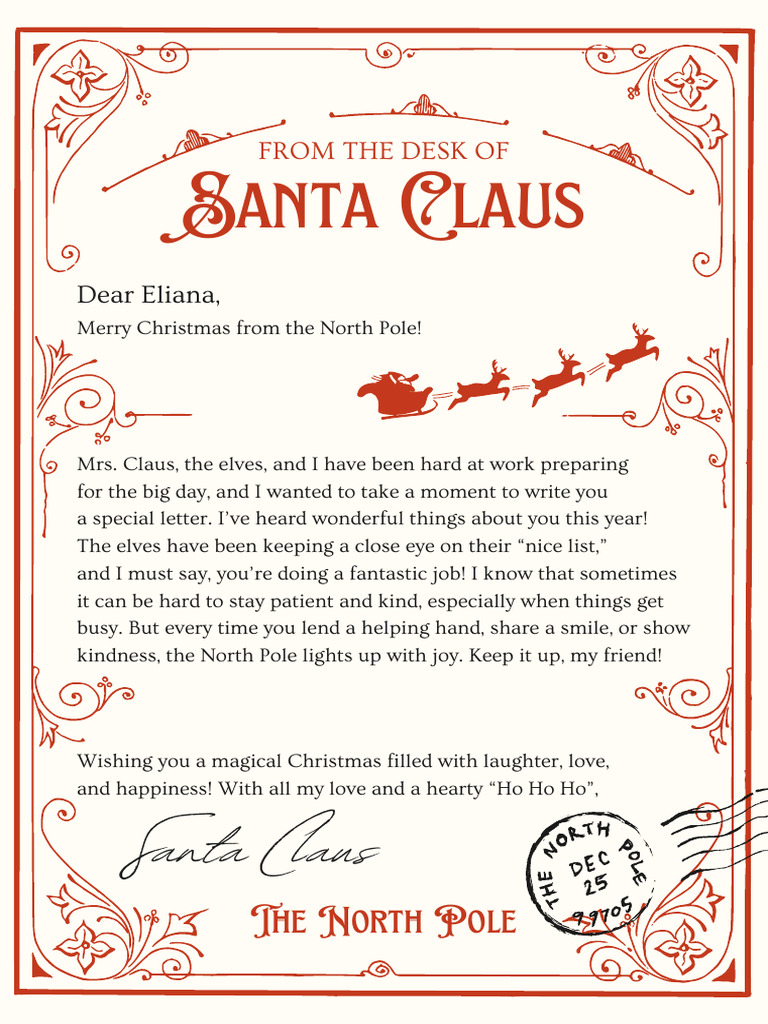 Santa's Special Christmas Letter to Eliana | PDF