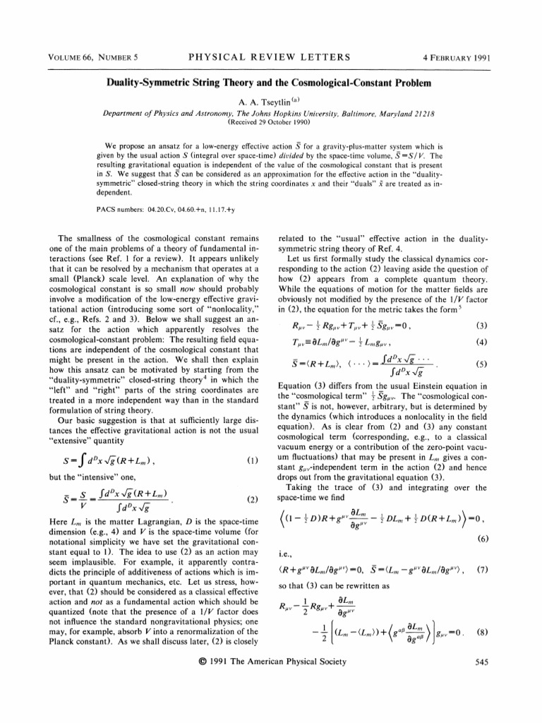 (1991) (PRL) Duality-Symmetric String Theory and The Cosmological ...
