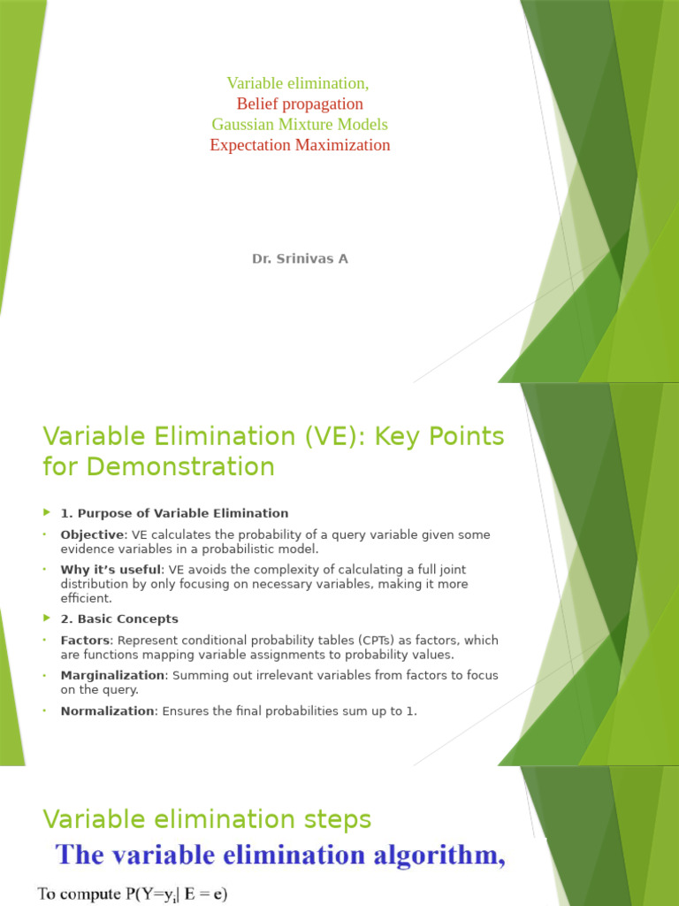 Variable Elimination HMM ppt-1 | PDF | Bayesian Network | Statistical Theory