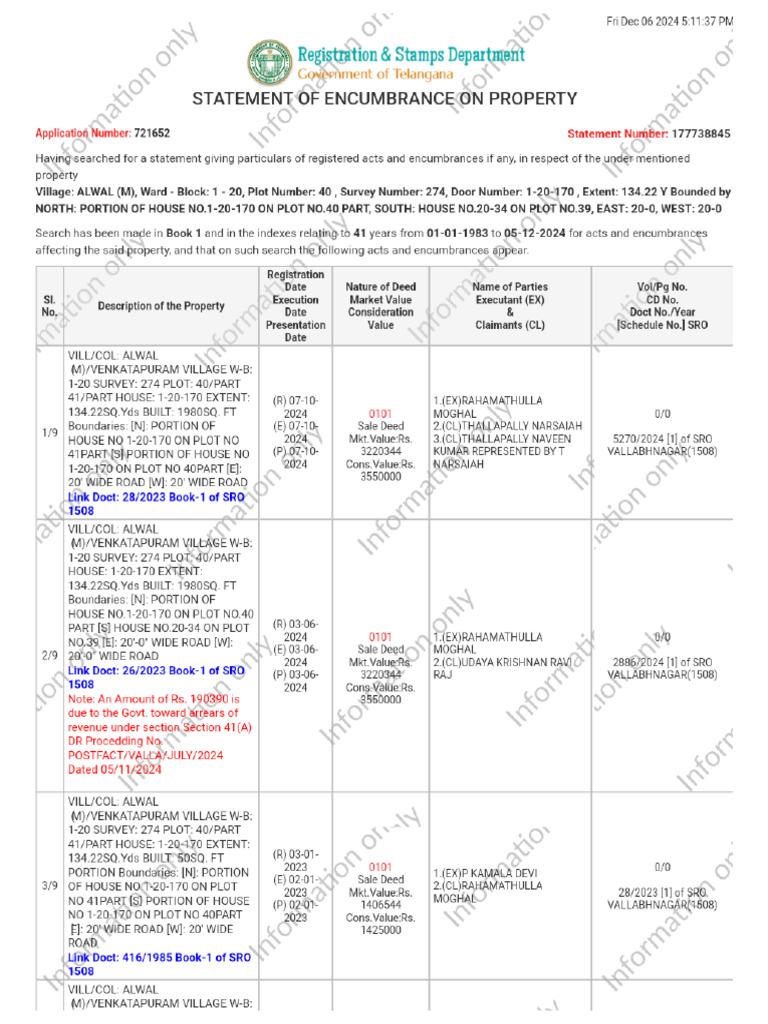 Telangana Encumbrance Certificate Search | PDF