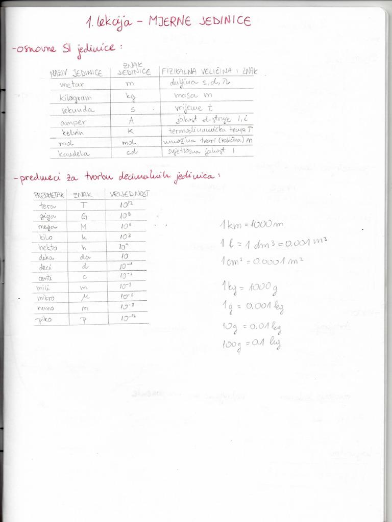 Mjerne Jedinice Za Fiziku | PDF