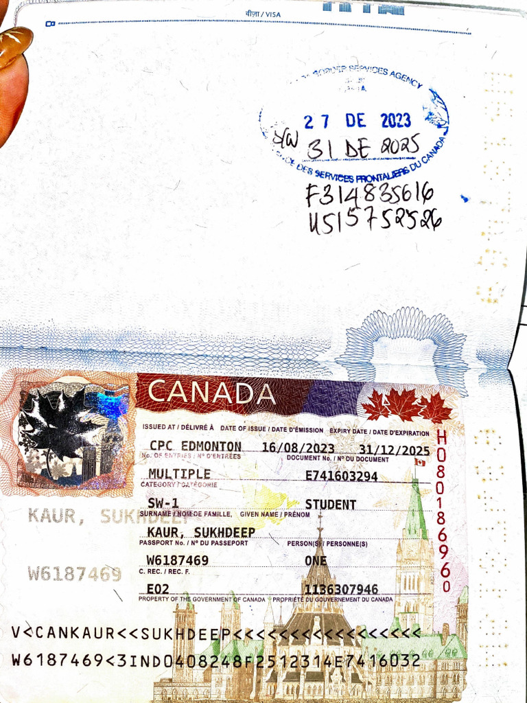 Sukhdeep Kaur Passport Stamp | PDF