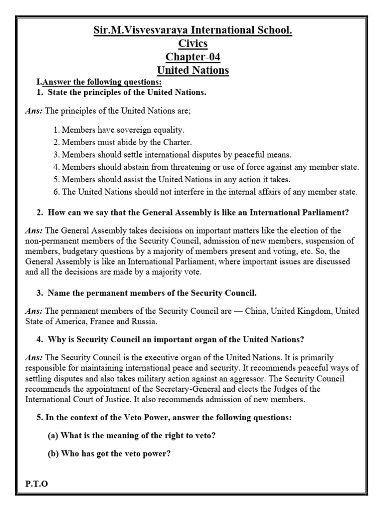 CIVICS-04 Notes Class - 8-1 | PDF | United Nations Security Council ...