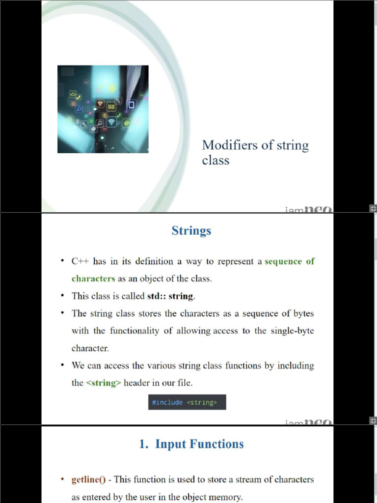 13. CPP - Modifiers of string class | PDF