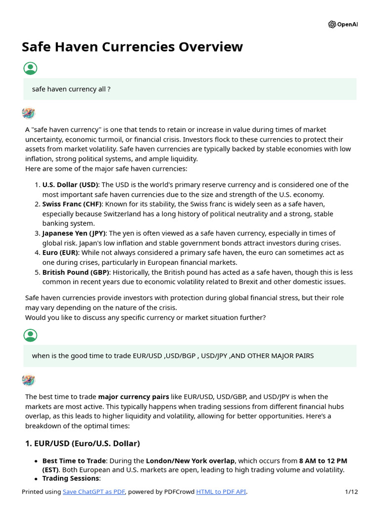 Safe Haven Currencies Overview | PDF | Hard Currency | Market (Economics)