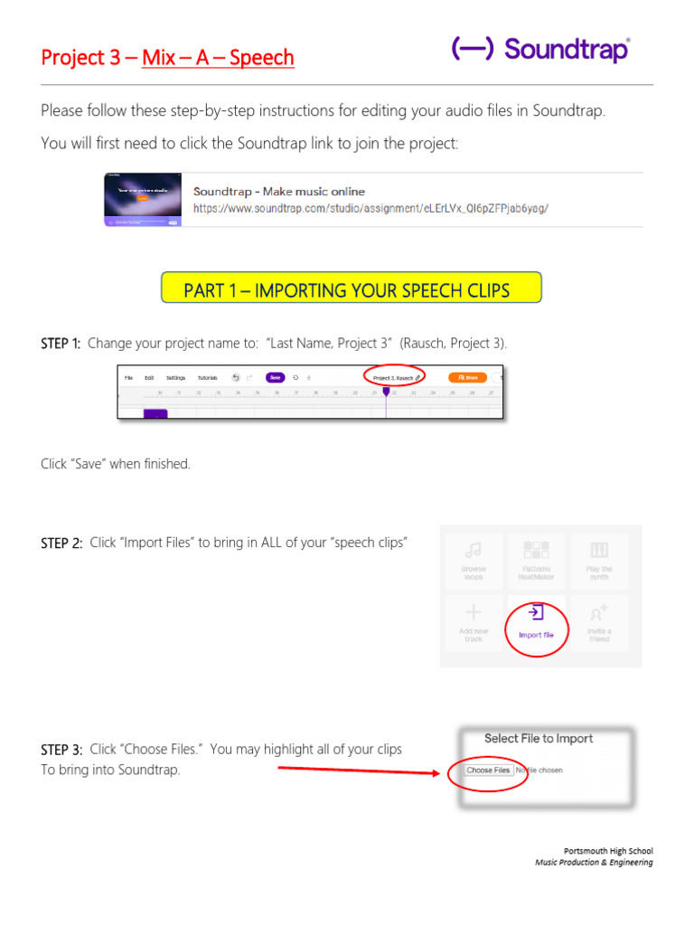 1 - Project 3 - Mix A Speech - Soundtrap Project Directions 2020 | PDF
