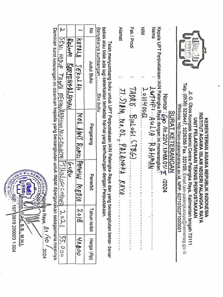 SK Bebas Perpustakaan Institut (Luthfi A | PDF