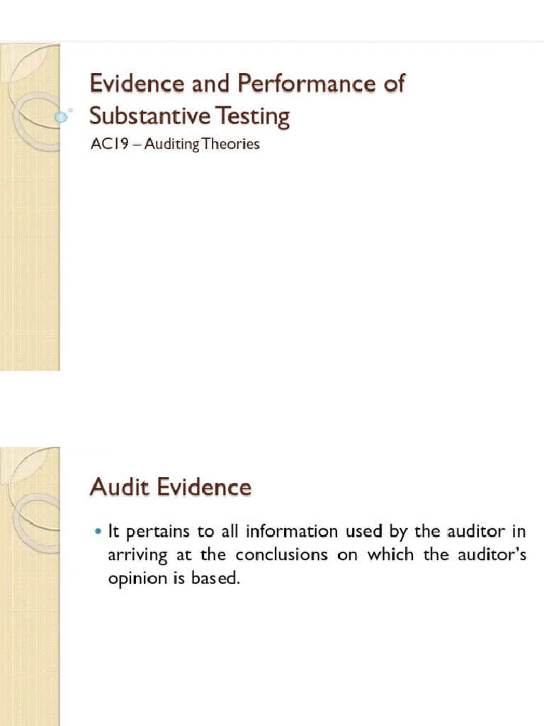 Evidences & Performance of Substantive Testing | PDF