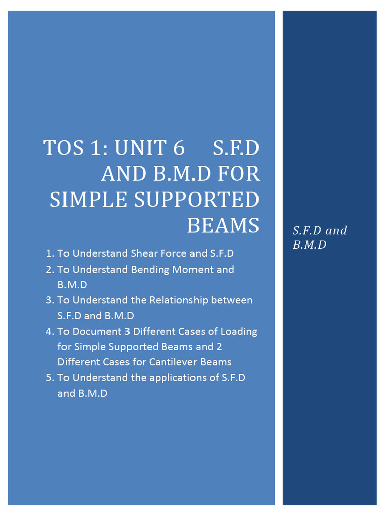 TOS 1 Unit 6 S.F.D and B.M.D for Simple Supported and Cantilever Beams | PDF | Bending | Beam ...