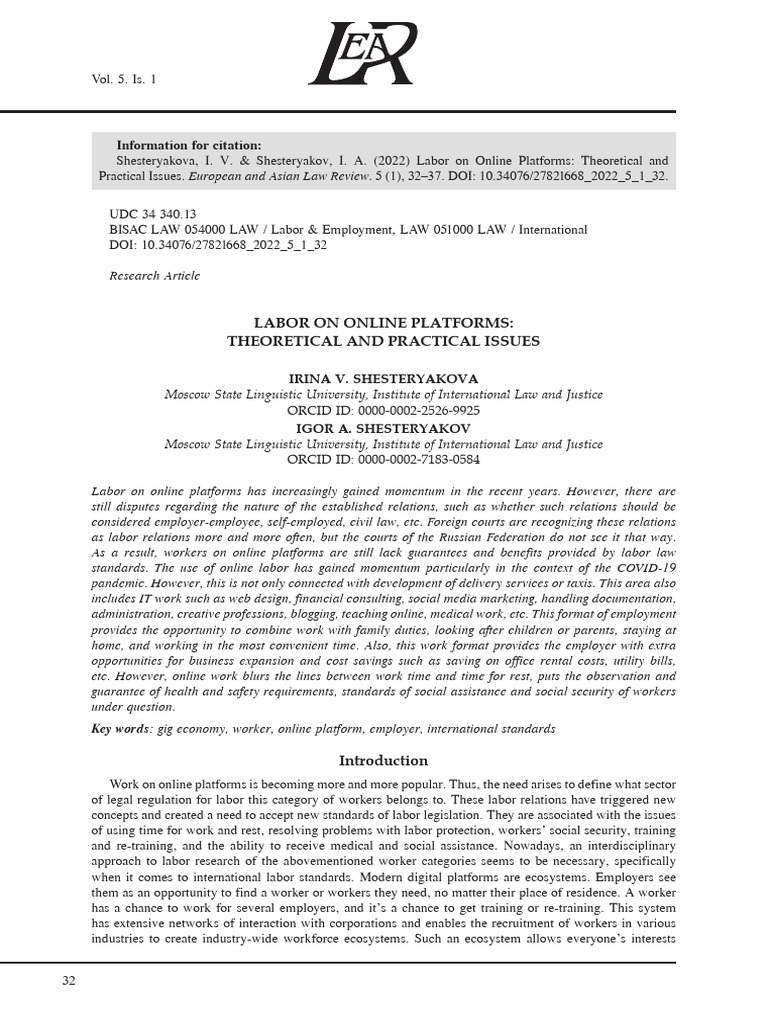 Online Platform Labor Issues | PDF | Employment | Labour Economics