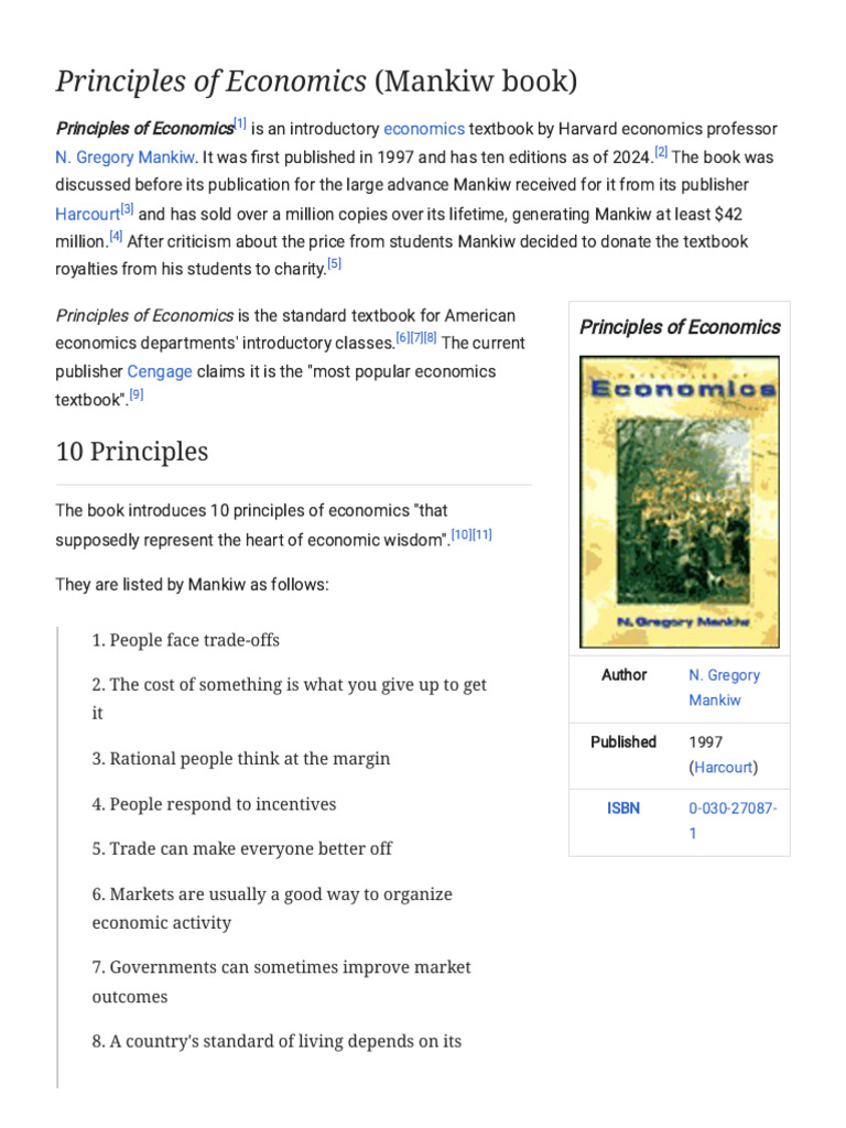 Principles of Economics (Mankiw Book) - Wikipedia | PDF | Textbook ...