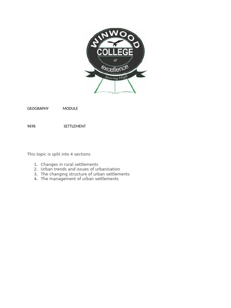 As Level Settlement Module | PDF | Urbanization | Urban Renewal