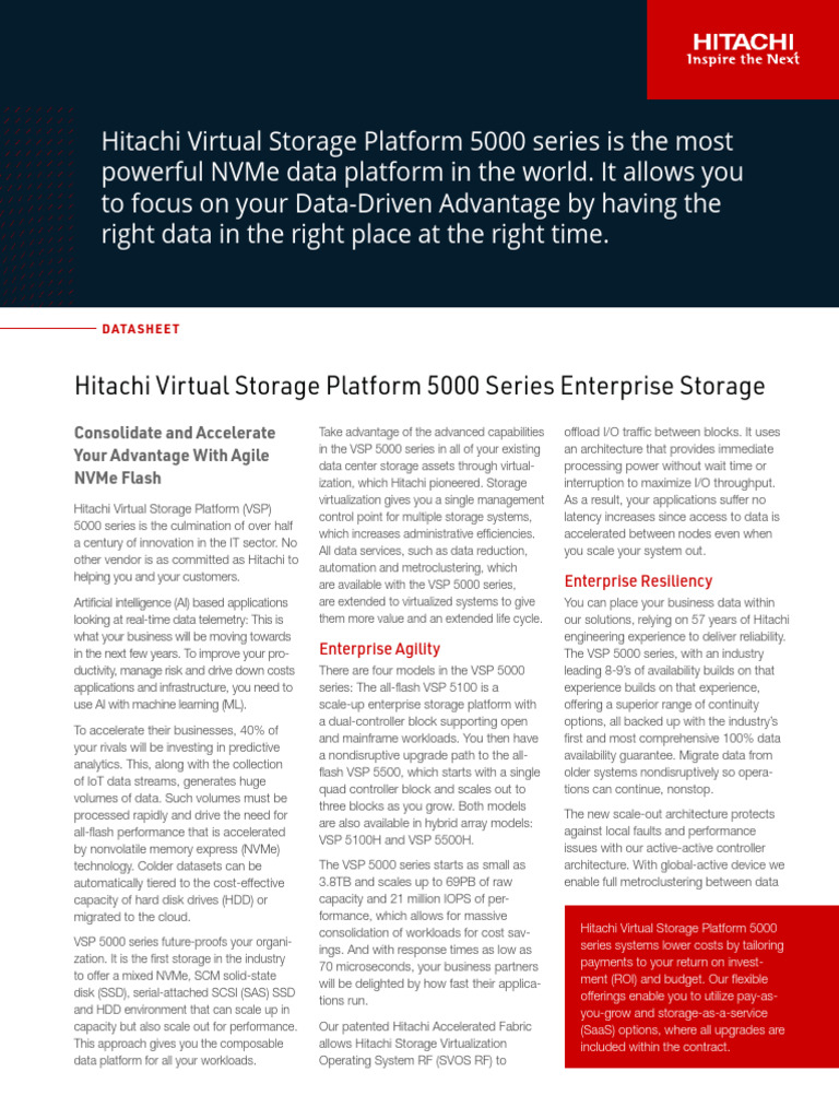 virtual-storage-platform-5000-series-datasheet | PDF | Solid State Drive | Hard Disk Drive