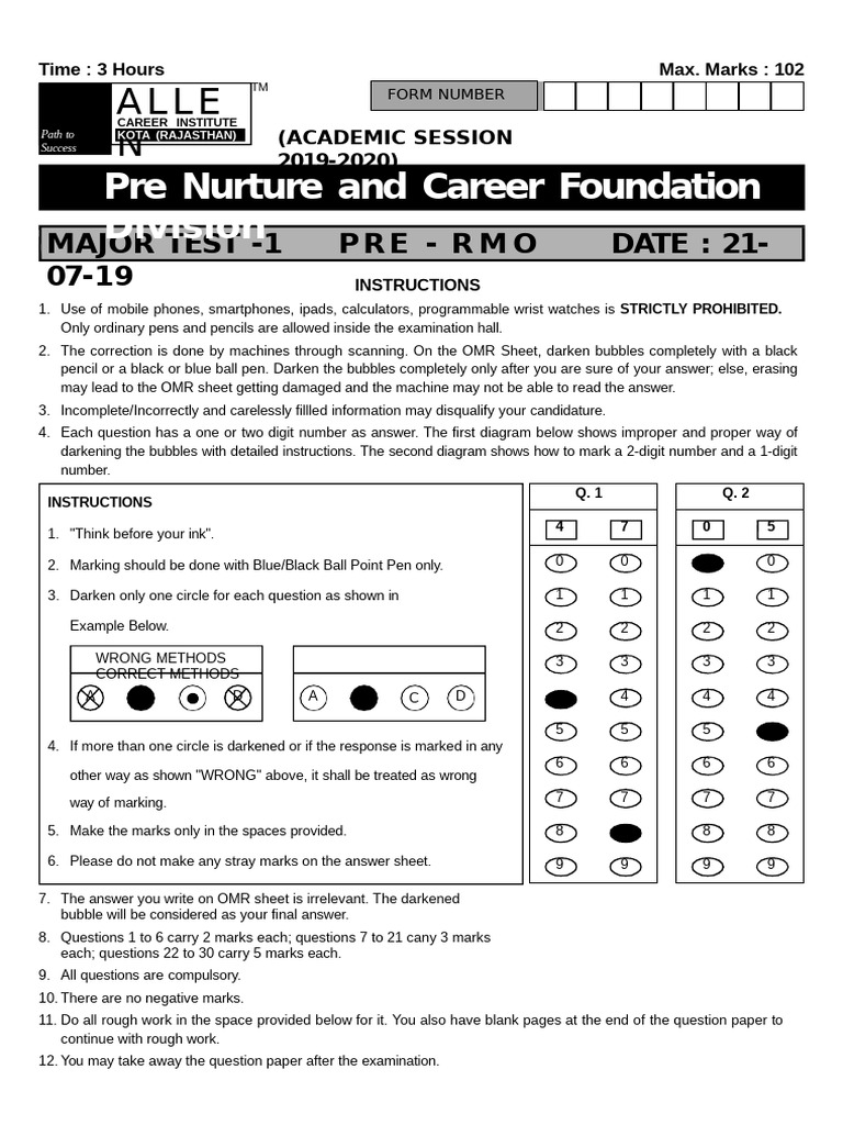 Allen Prmo Ioqm Mock Test 1 1nbsped | PDF | Triangle | Elementary Geometry