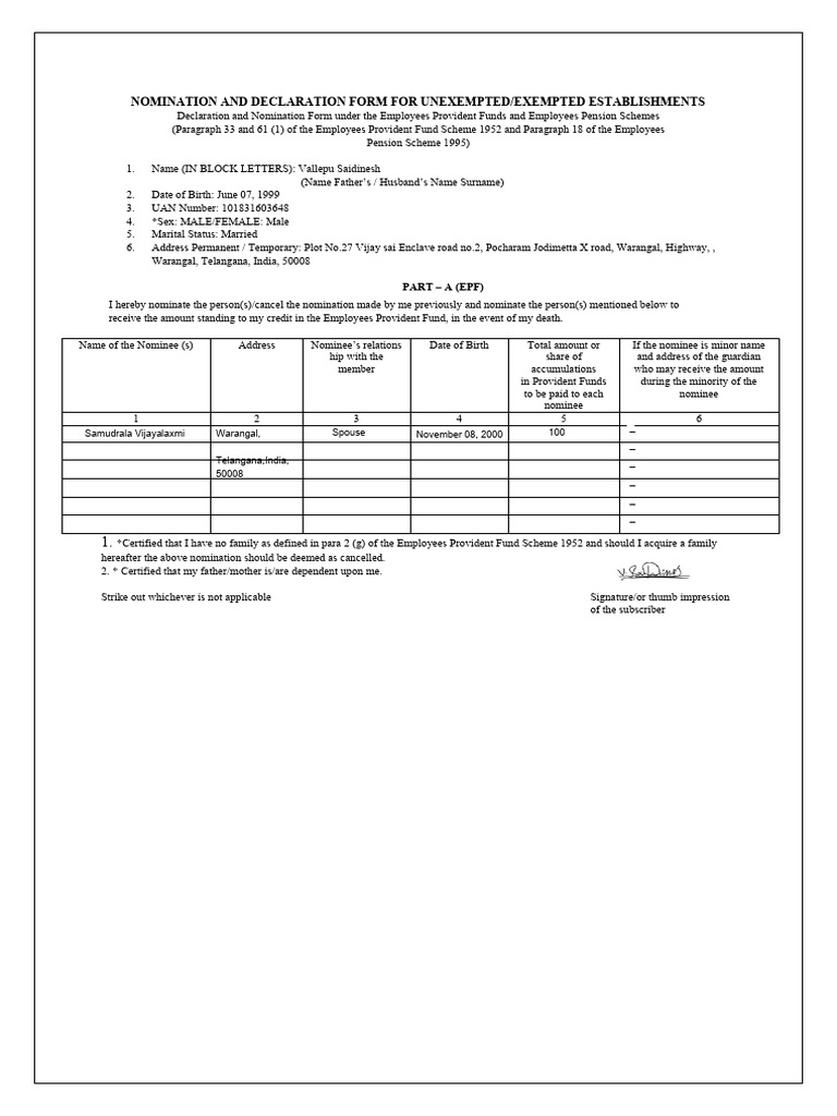 Vallepu Saidinesh-HGSBS PF-Form2 | PDF