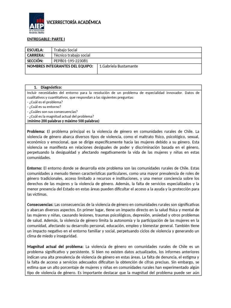 Proyecto de Especialidad Entregable Parte I | PDF | Trabajo Social ...