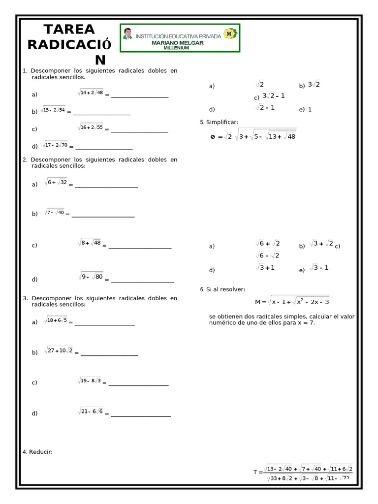 Tarea 3-Radicación 4to | PDF