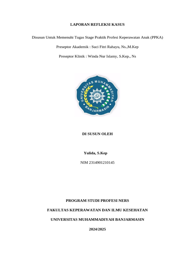 LAPORAN REFLEKSI KASUS YULIDA PPKA | PDF