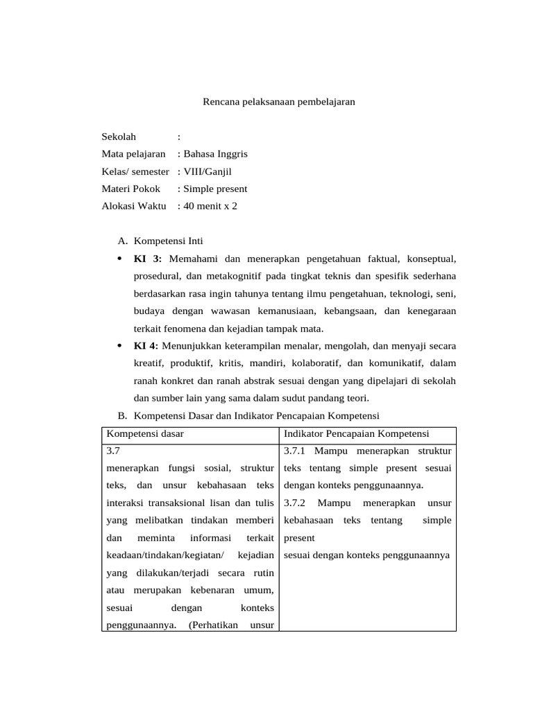 Rencana Pelaksanaan Pembelajaran | PDF