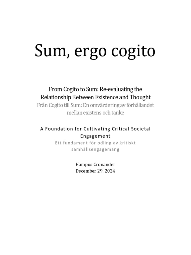 Sum Ergo Cogito | PDF | Thought | Critical Thinking