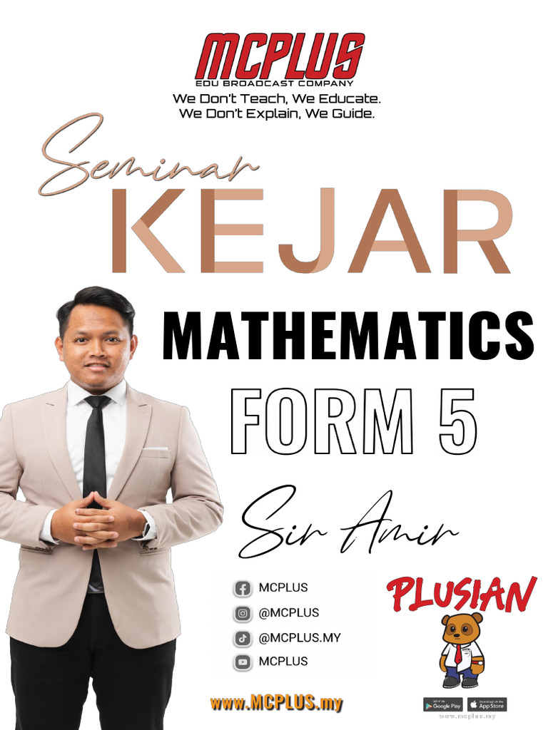 SEMINAR KEJAR FORM 5 MATHS SIR AMIR 10.07.2024 - Tv Studio | PDF