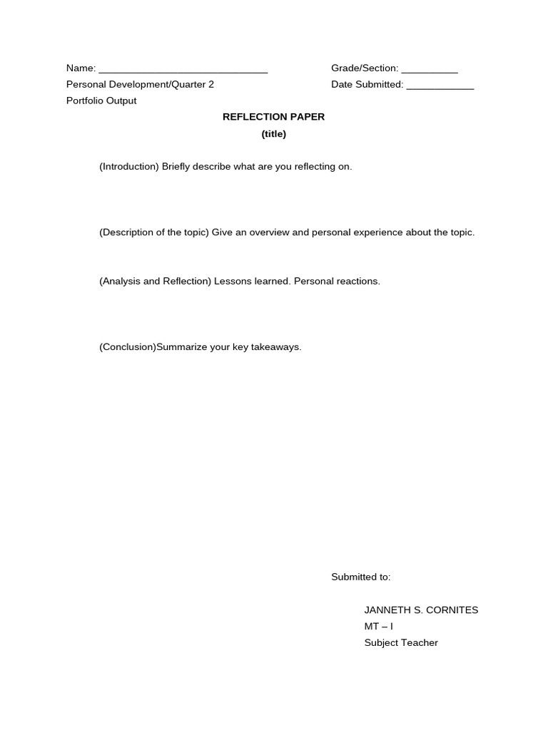 Reflection Paper Format | PDF