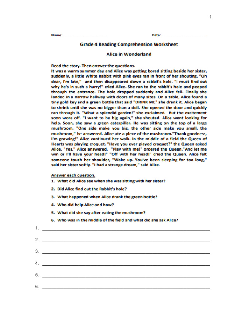 Comprehension For Grade-4 | PDF | Linguistics