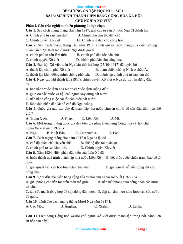 De Cuong On Tap Lich Su 11 Canh Dieu 24 25 CTM | PDF