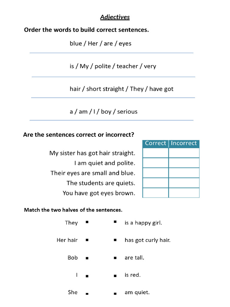 Adjectives Worksheet | PDF