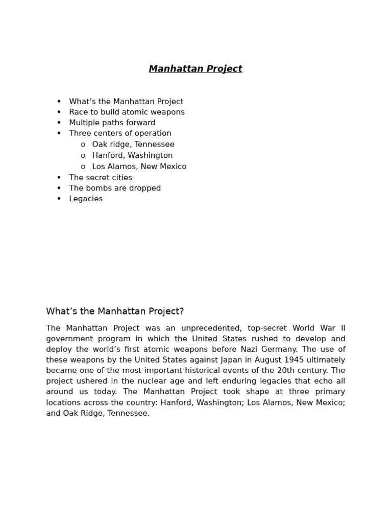 ManhattanDocument (1) | PDF | Manhattan Project | Plutonium