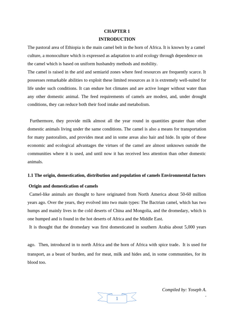 Camel Production Handout | PDF | Camel | Respiratory System
