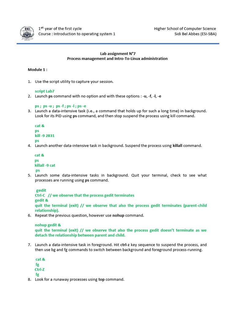 Linux Process Management Lab Guide | PDF | Sudo | Data Management