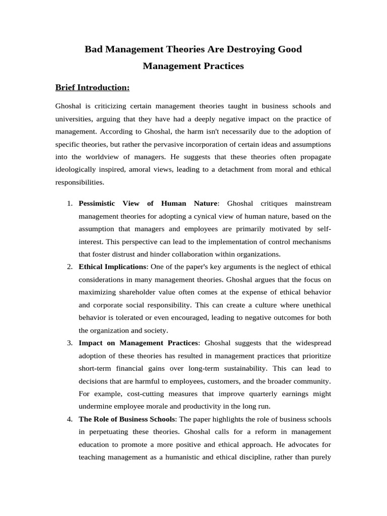 Bad Management Theories Are Destroying Good Management Practices | PDF ...