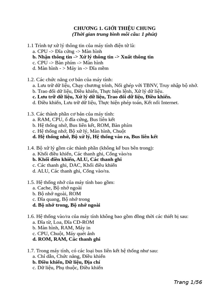trac-nghiem-kien-truc-may-tinh-co-dap-an-chi-tiet | PDF