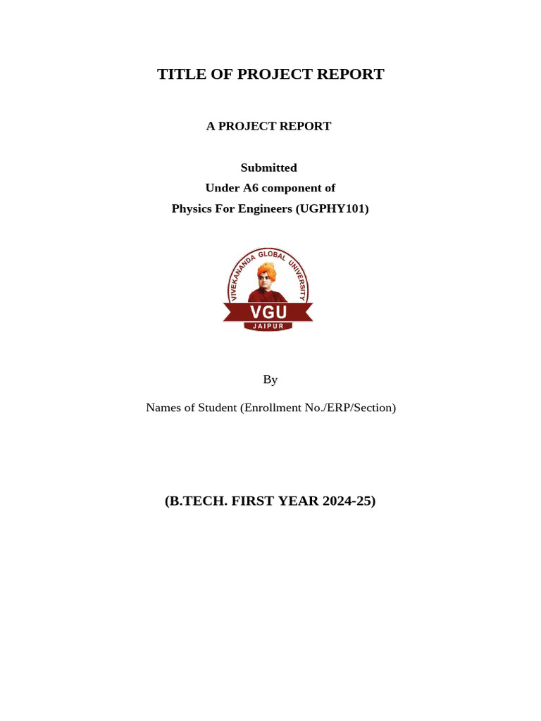 Assignment-6 (UGPHY101) A6 Project Report Format | PDF