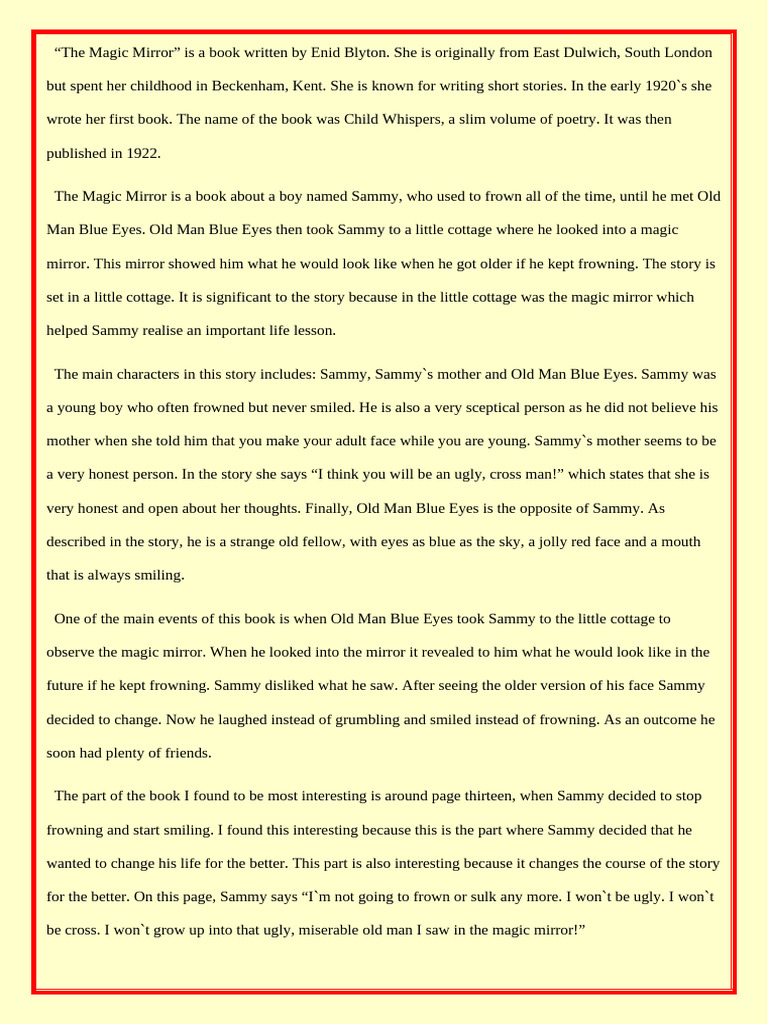 The Magic Mirror - Book Report | PDF