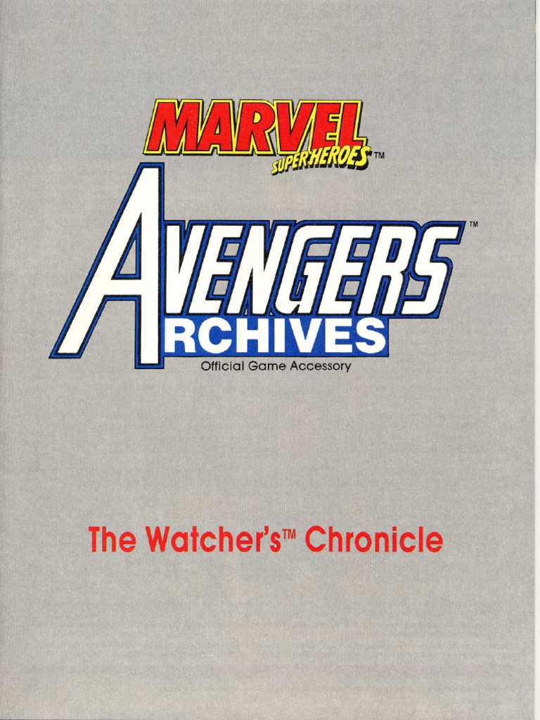TSR - Marvel Super Heroes - Avengers Archives - The Watchers Chronicle ...