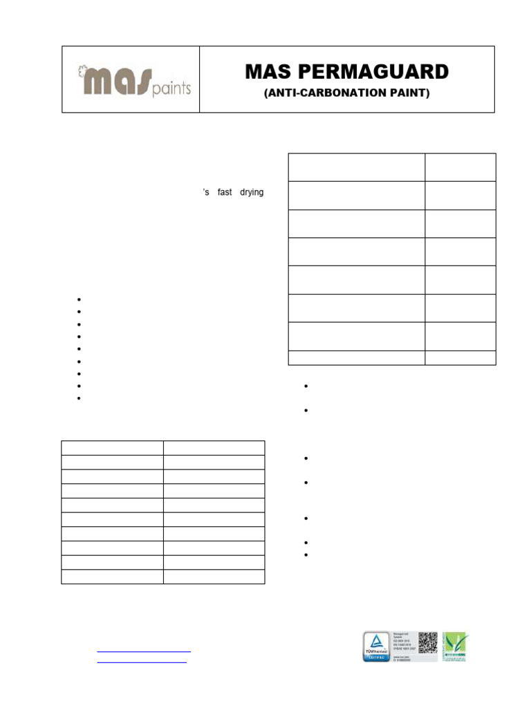 Mas Permaguard Datasheet | PDF | Paint | Concrete